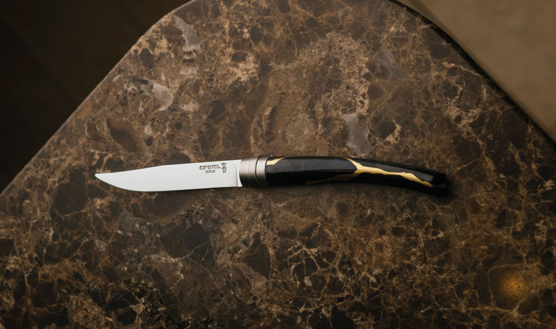 Set of 2 Coal Kintsugi silver blade table knives | Opinel.com